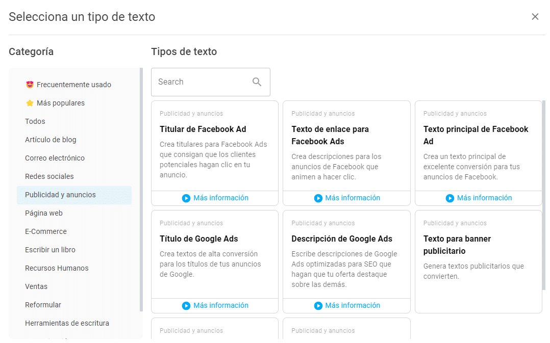 Generador de textos IA
