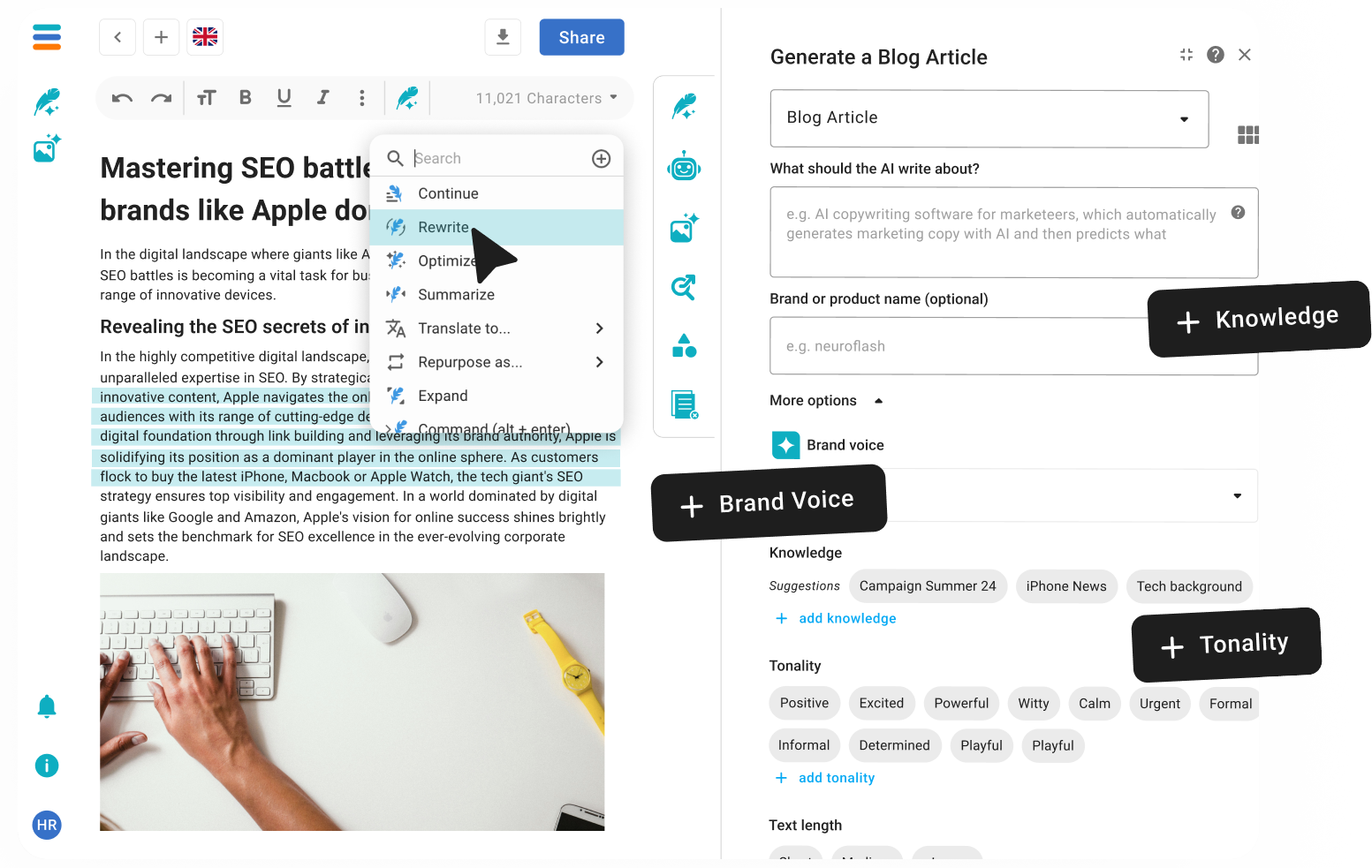 Free AI Article Generator - neuroflash